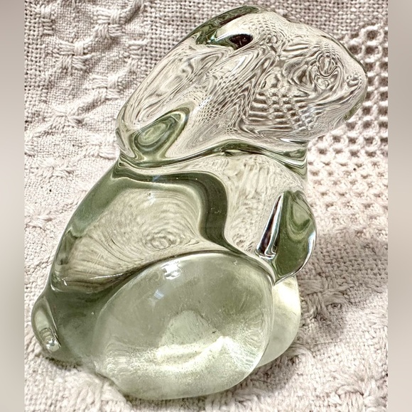 Holiday | Vtg Clear Glass Bunny Rabbit Paperweight Figurine Frosted ...